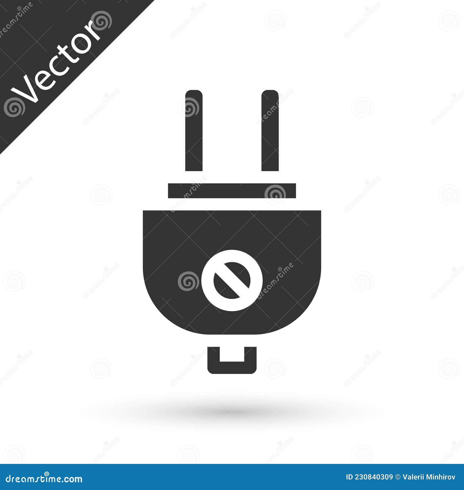 Grey Electric Plug Icon Isolated on White Background. Concept of ...