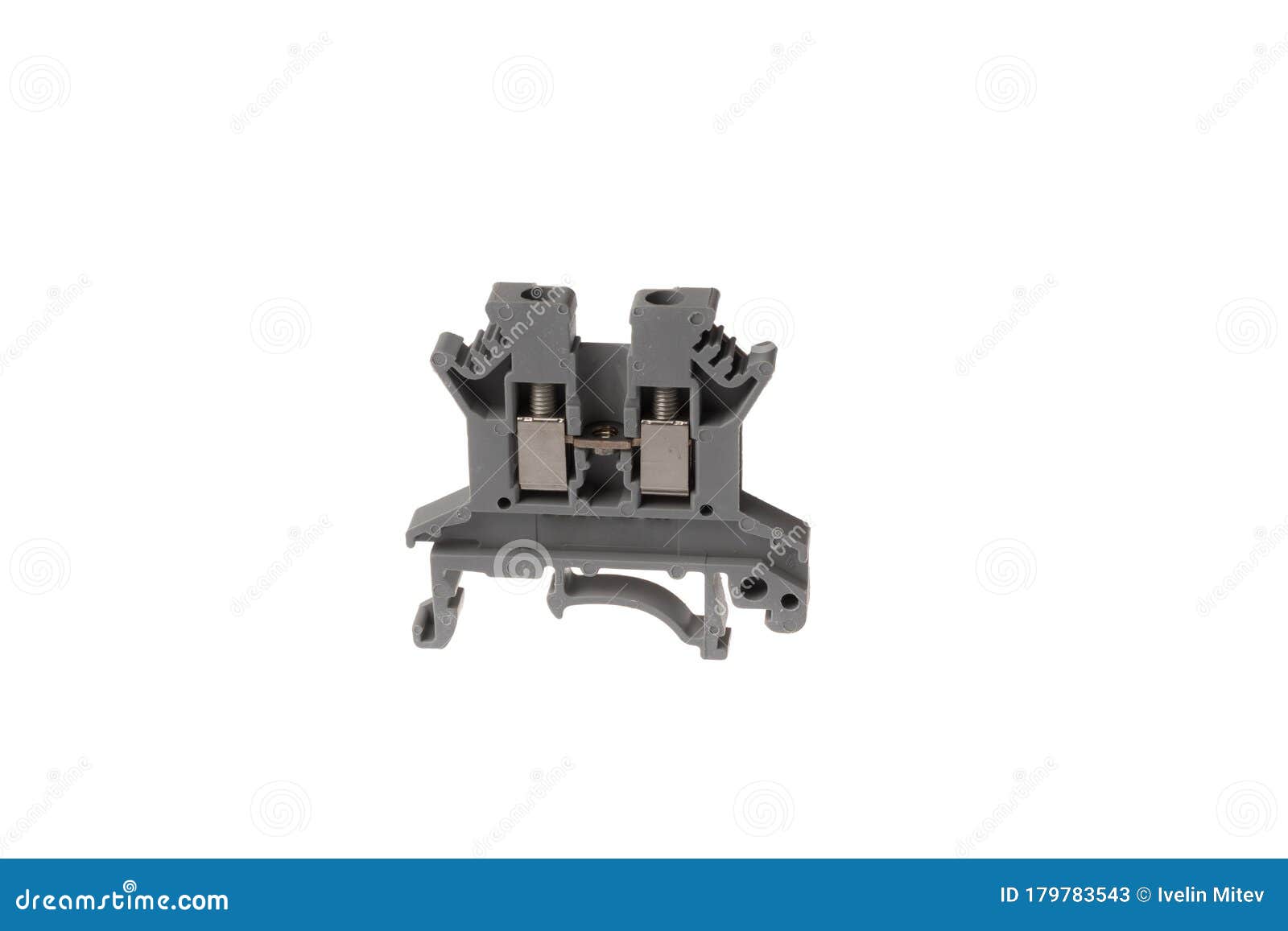 Grey Electrical Pass through Terminal for DIN Rail, Isolated on White ...
