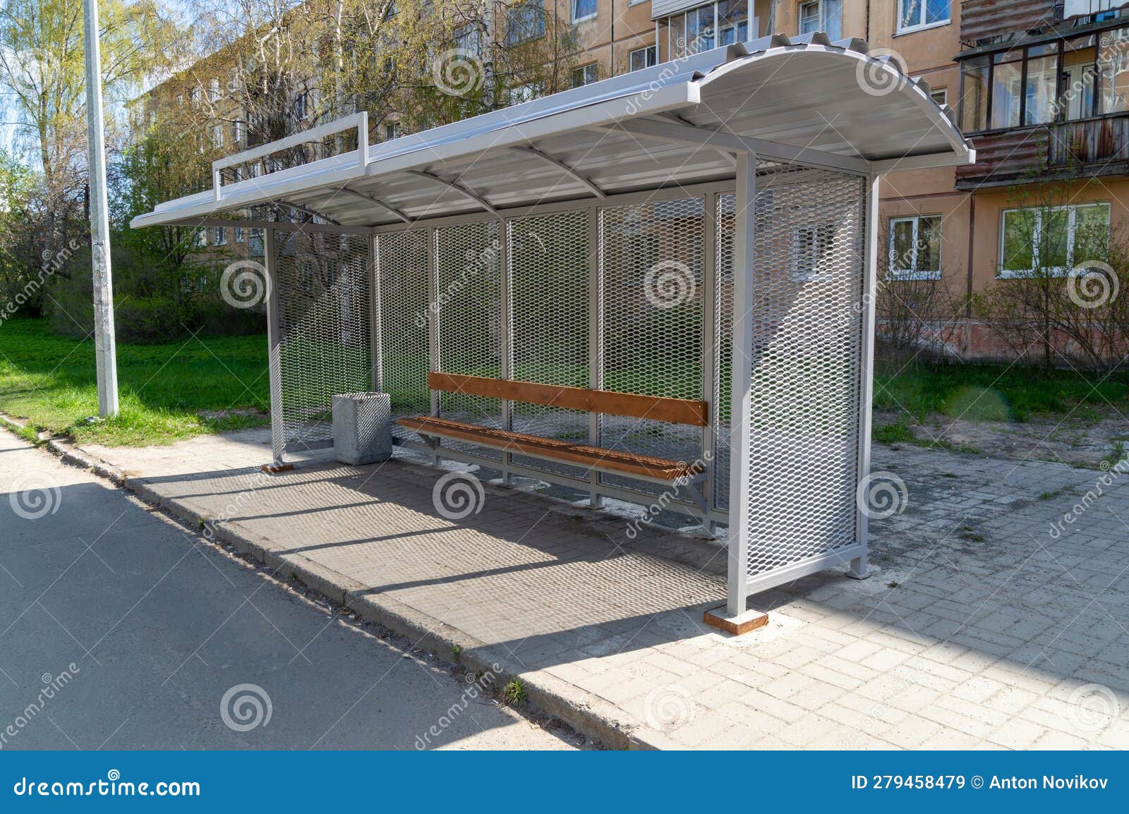 Empty bus stop stock image. Image of absence, road, white - 279458479