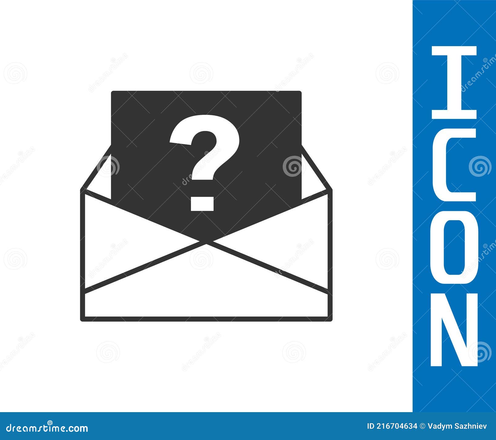 Grey Envelope with Question Mark Icon Isolated on White Background ...