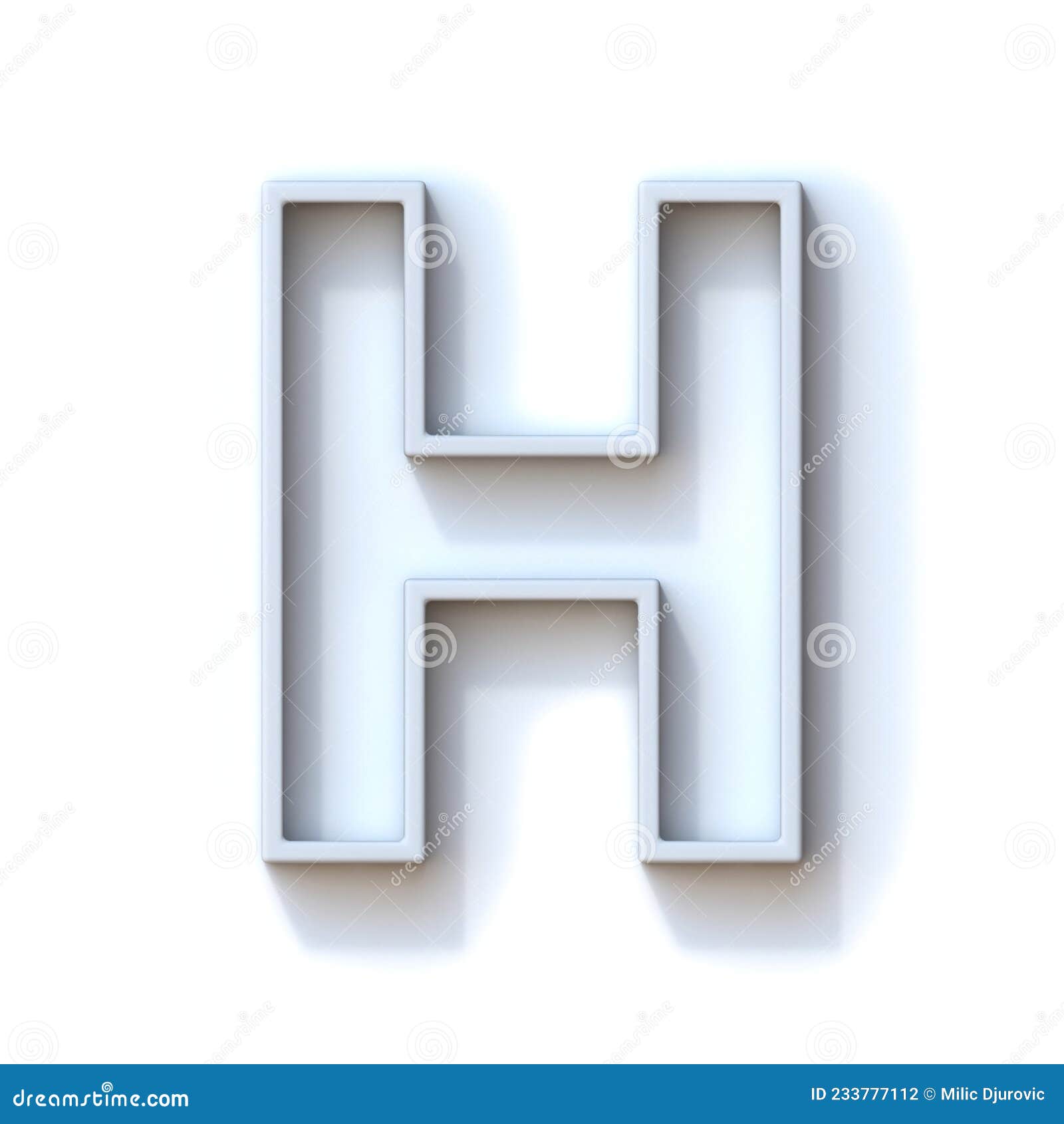 Grey Extruded Outlined Font with Shadow Letter H 3D Stock Illustration ...