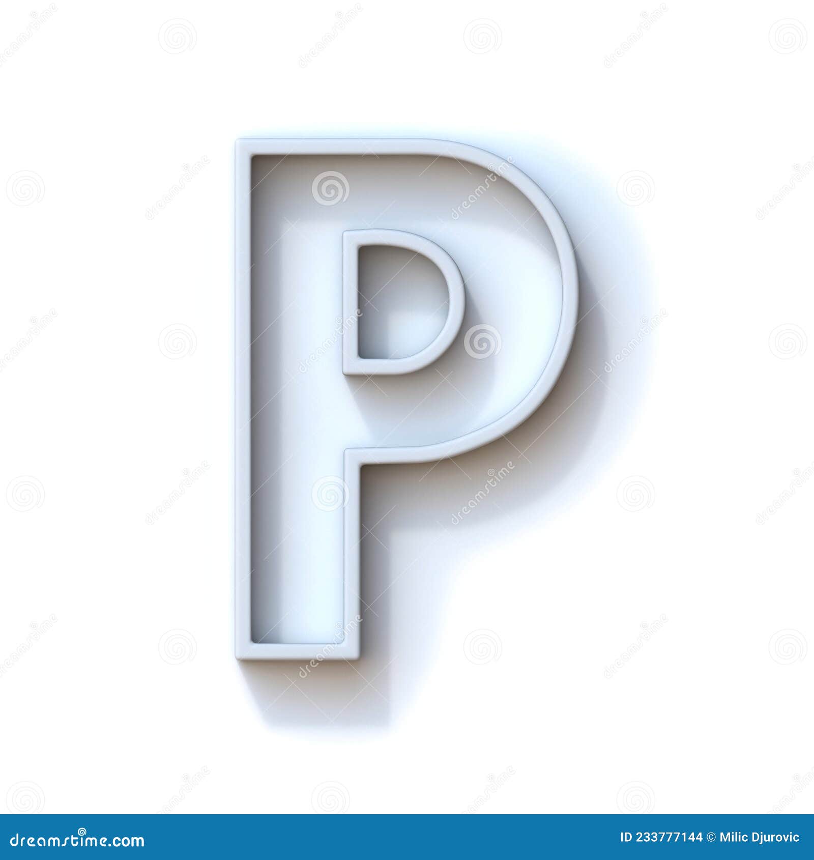 Grey Extruded Outlined Font with Shadow Letter P 3D Stock Illustration ...