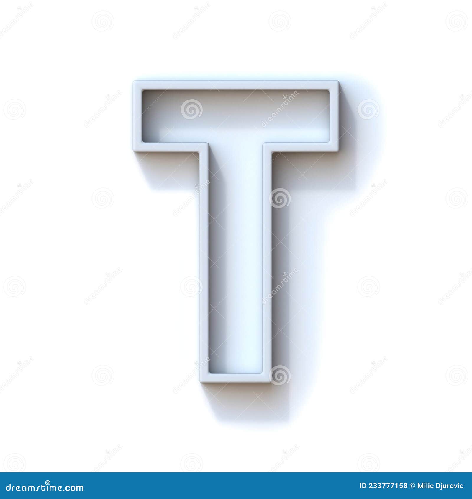 Grey Extruded Outlined Font with Shadow Letter T 3D Stock Illustration ...