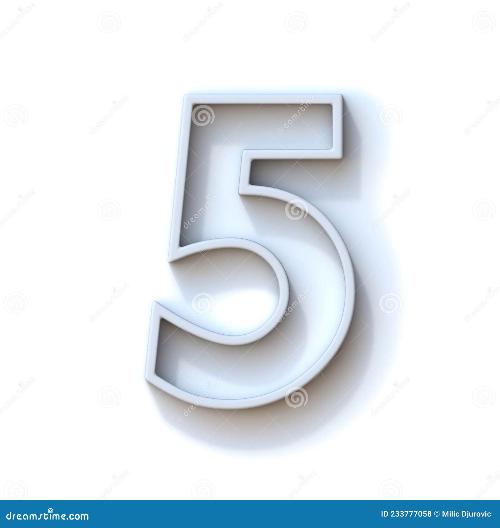 Grey Extruded Outlined Font with Shadow Number 5 FIVE 3D Stock ...