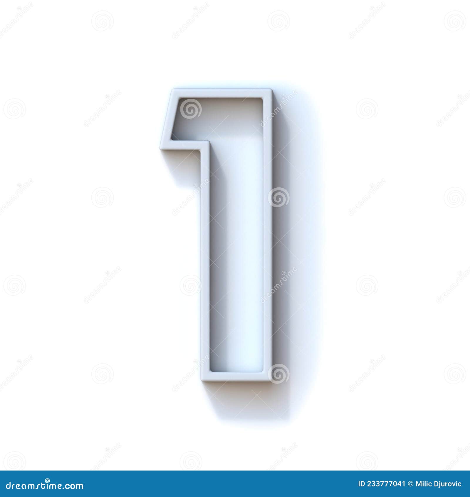 Grey Extruded Outlined Font with Shadow Number 1 ONE 3D Stock ...