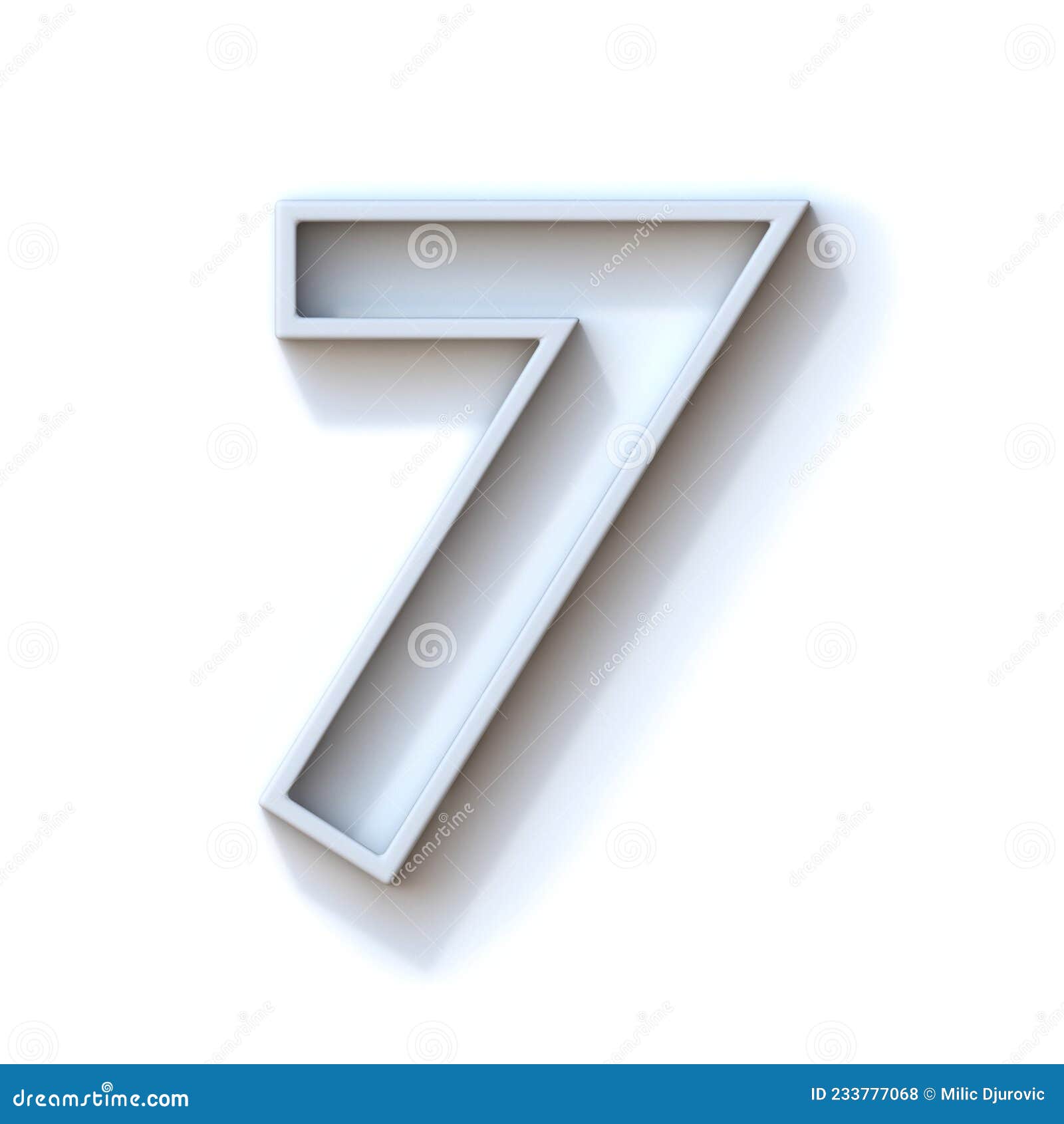 Grey Extruded Outlined Font with Shadow Number 7 SEVEN 3D Stock ...