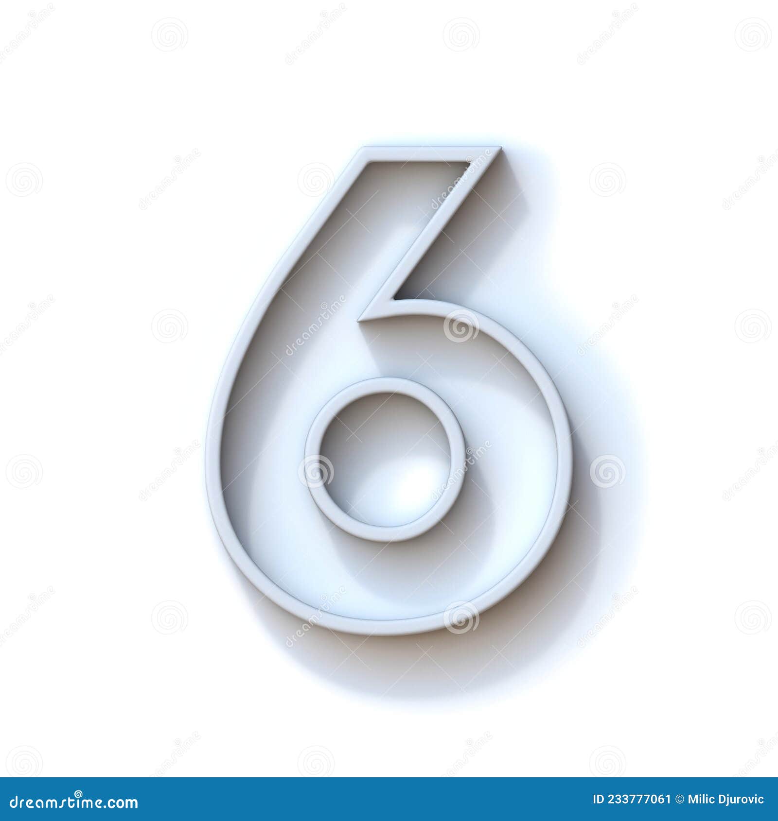 Grey Extruded Outlined Font with Shadow Number 6 SIX 3D Stock ...