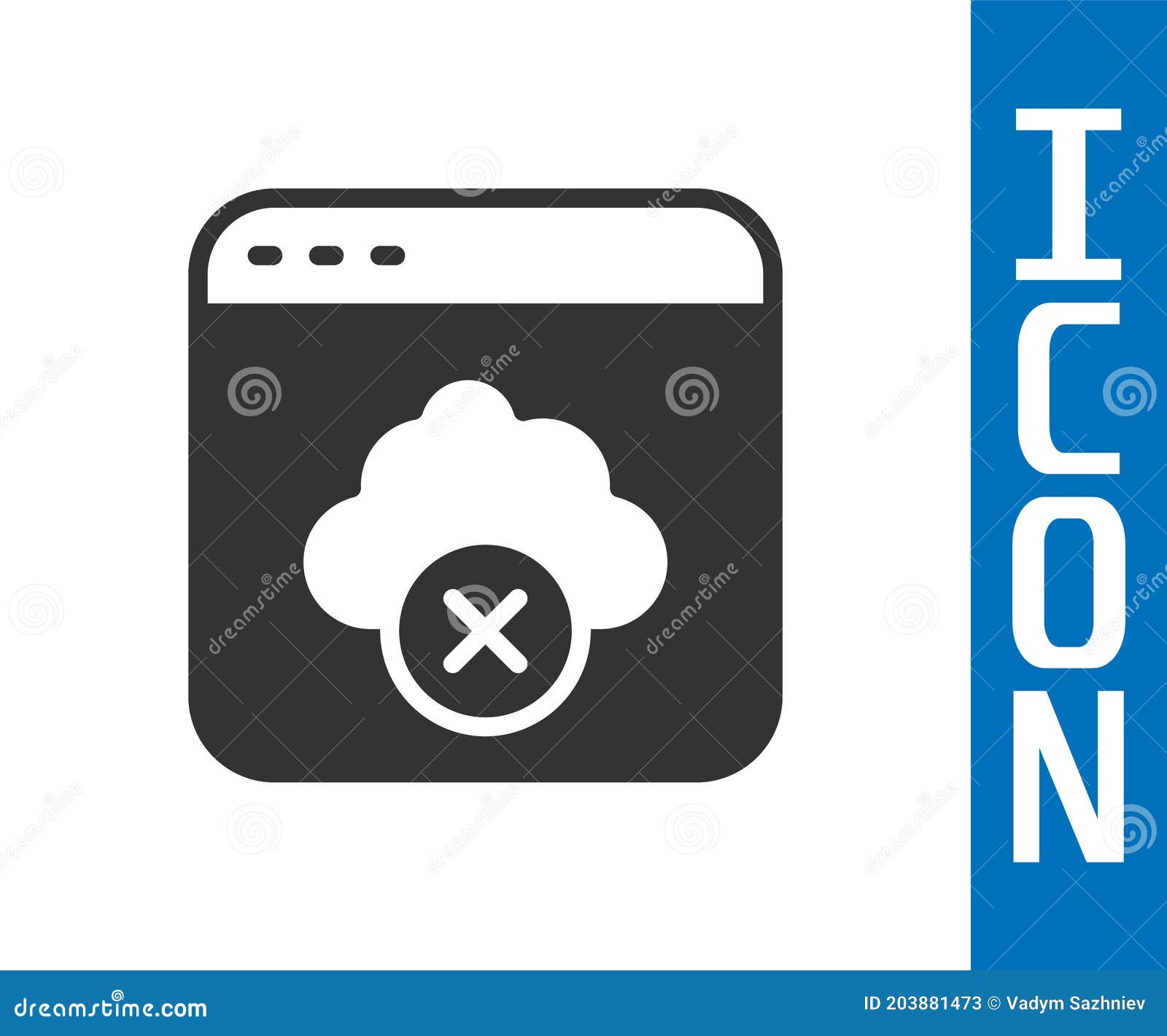 Grey Failed Access Cloud Storage Icon Isolated on White Background ...
