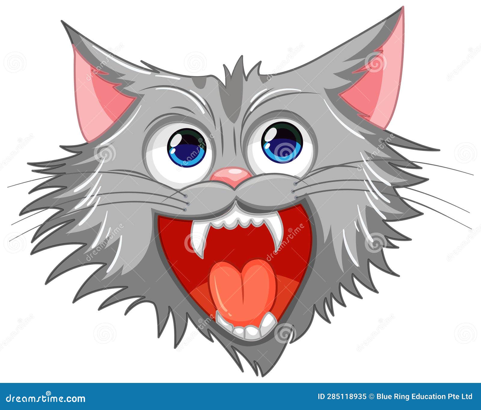 Grey Ferocious Cat Cartoon stock vector. Illustration of grey - 285118935