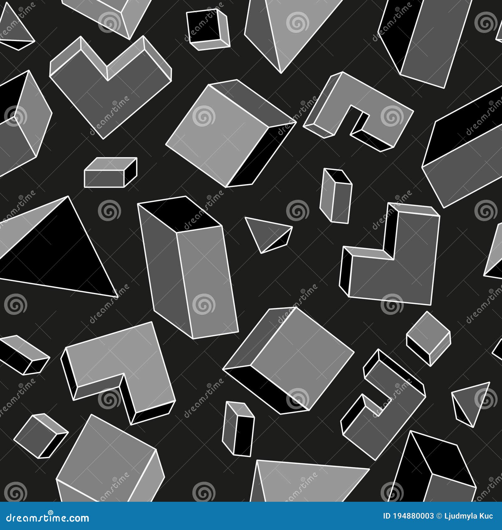 Grey Figures Seamless Pattern Stock Vector - Illustration of abstract ...