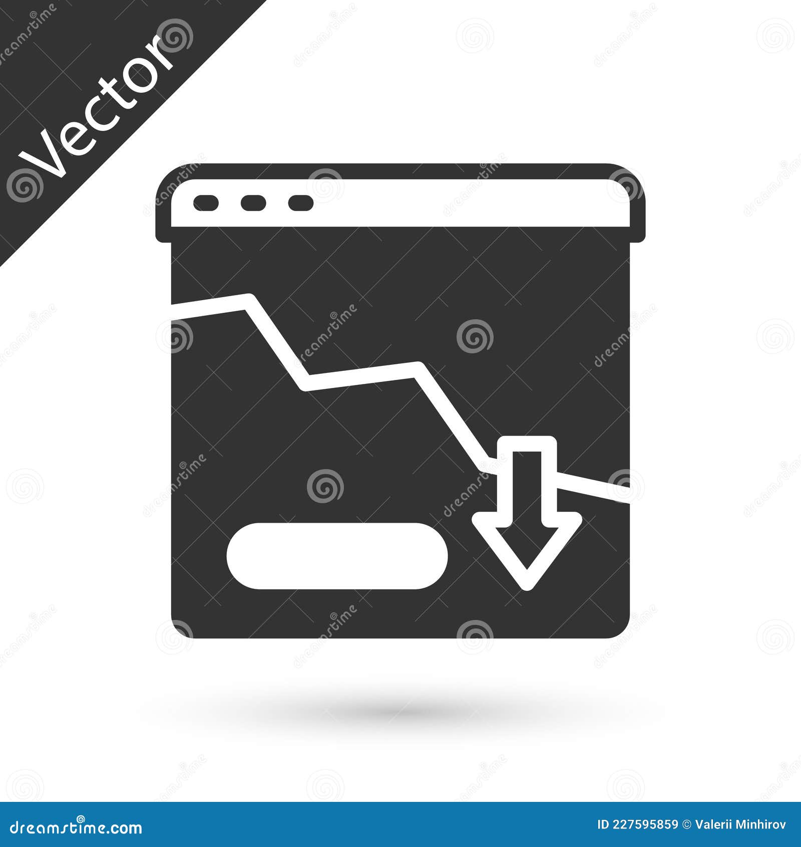 Grey Financial Growth Decrease Icon Isolated on White Background. Increasing Revenue Stock ...