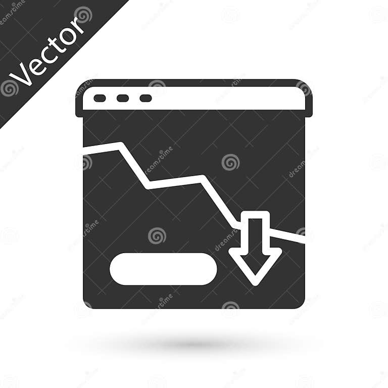 Grey Financial Growth Decrease Icon Isolated on White Background. Increasing Revenue Stock ...