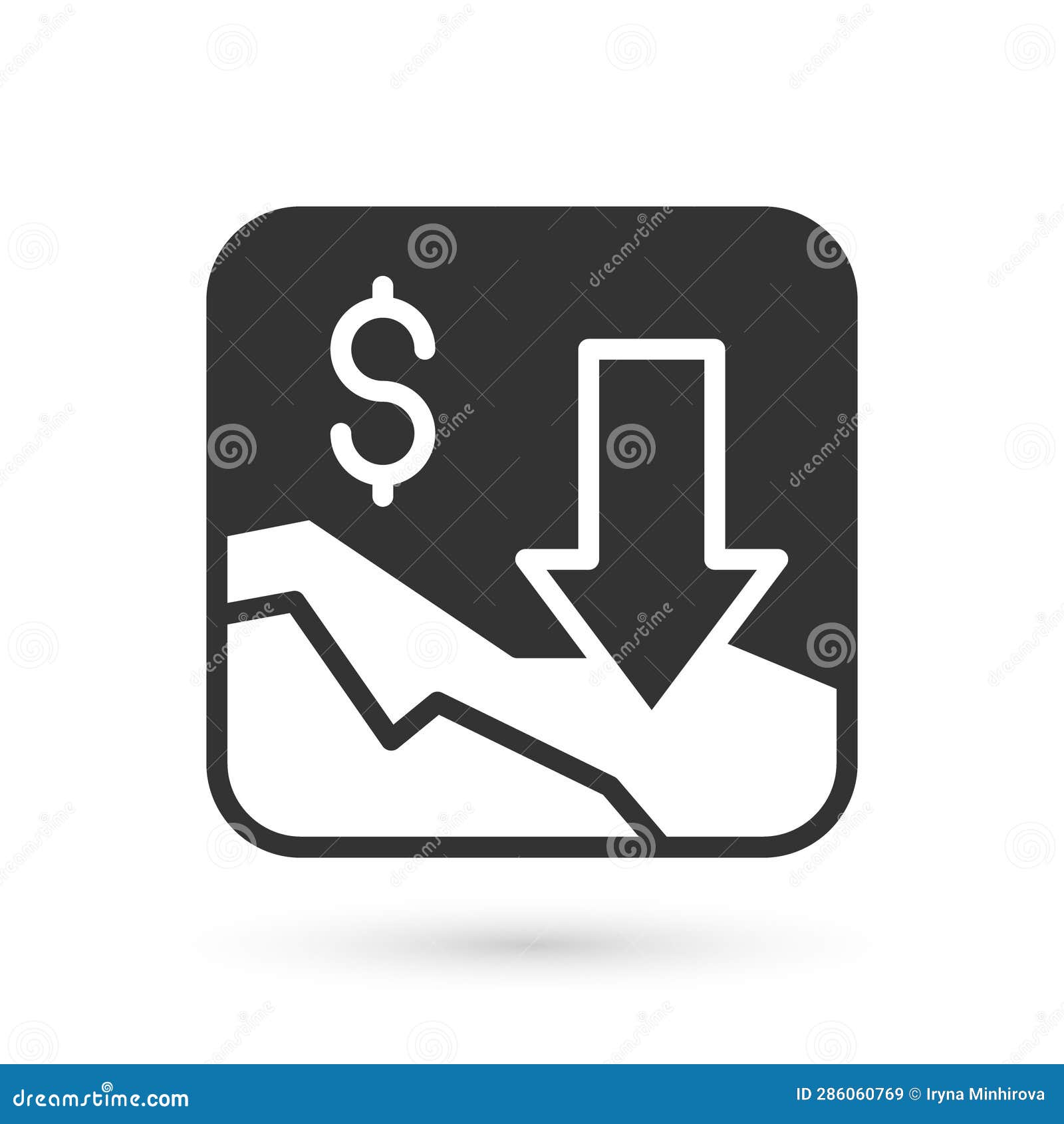 Grey Financial Growth Decrease Icon Isolated on White Background. Increasing Revenue Stock ...