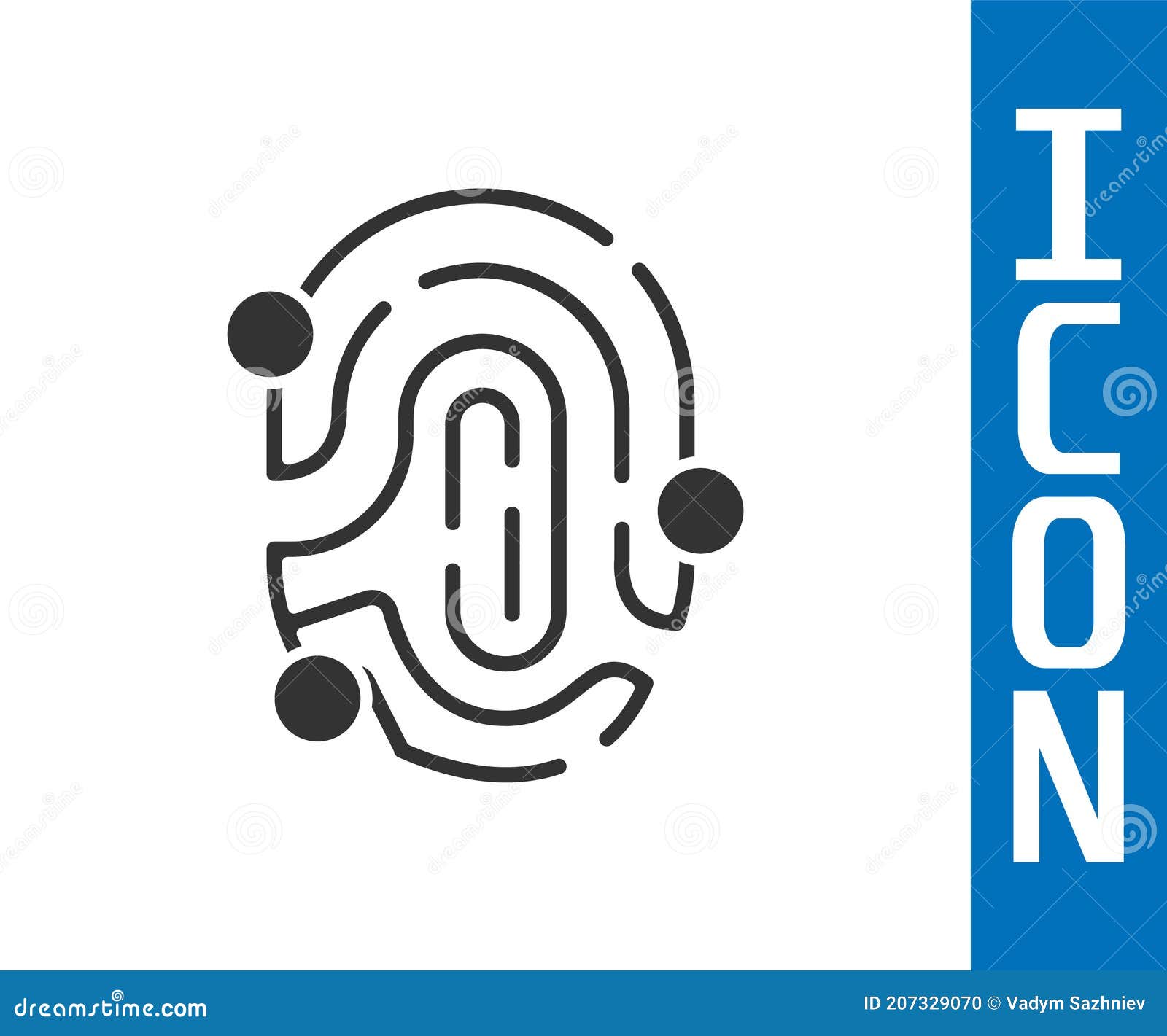 Grey Fingerprint Icon Isolated on White Background. ID App Icon ...