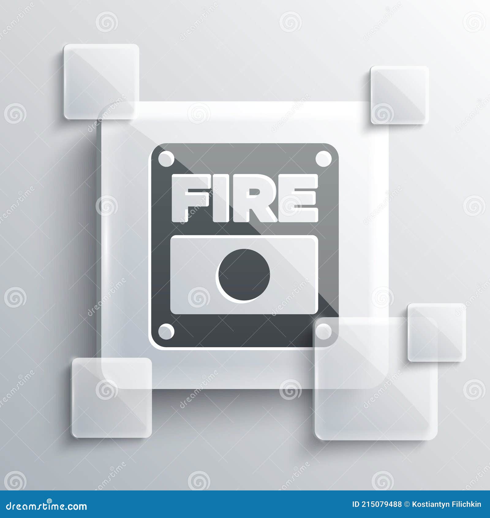 Grey Fire Alarm System Icon Isolated on Grey Background. Pull Danger ...