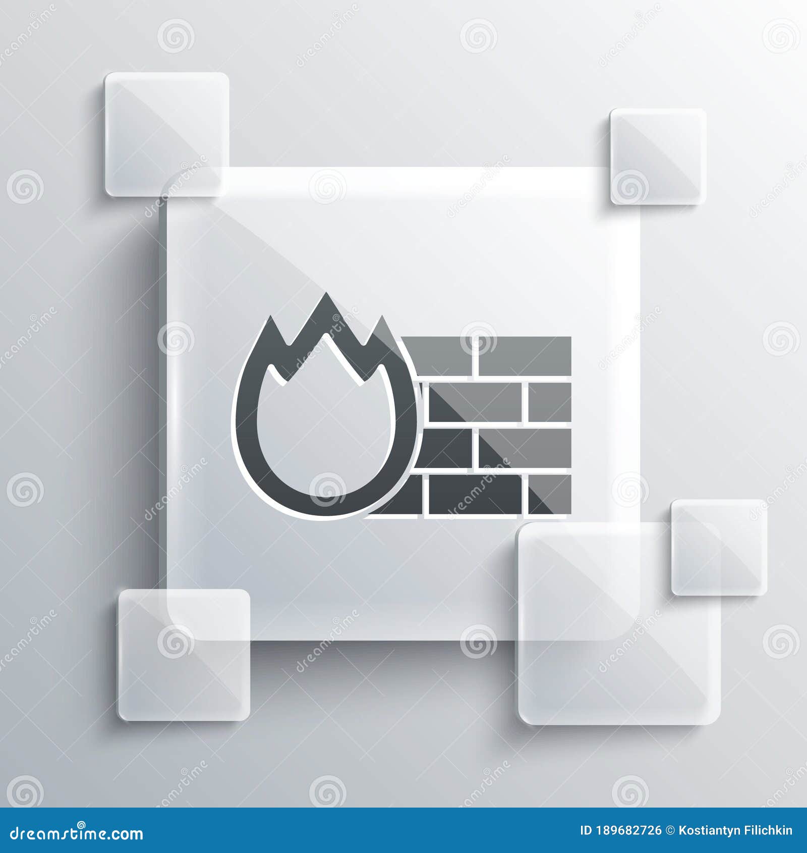 Grey Firewall, Security Wall Icon Isolated on Grey Background. Square ...