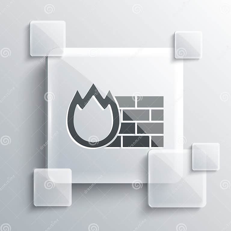 Grey Firewall, Security Wall Icon Isolated on Grey Background. Square ...
