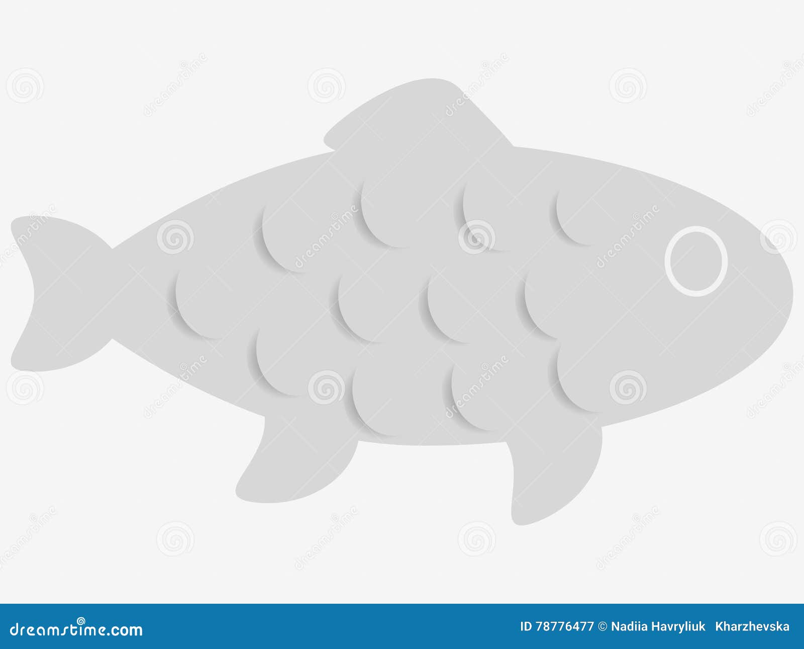 Grey fish icon. stock vector. Illustration of business - 78776477