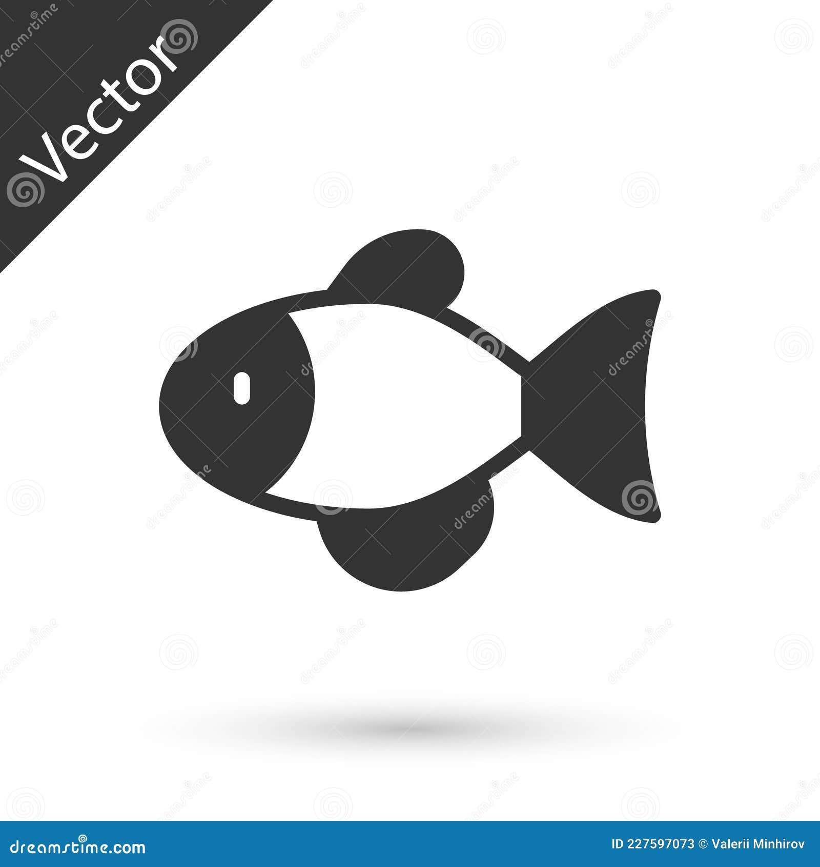 Grey Fish Icon Isolated on White Background. Vector Stock Vector ...