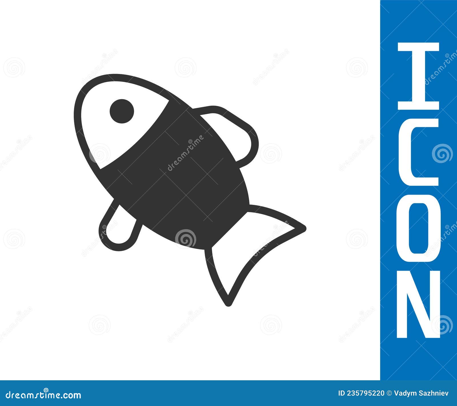Grey Fish Icon Isolated on White Background. Vector Stock Vector ...