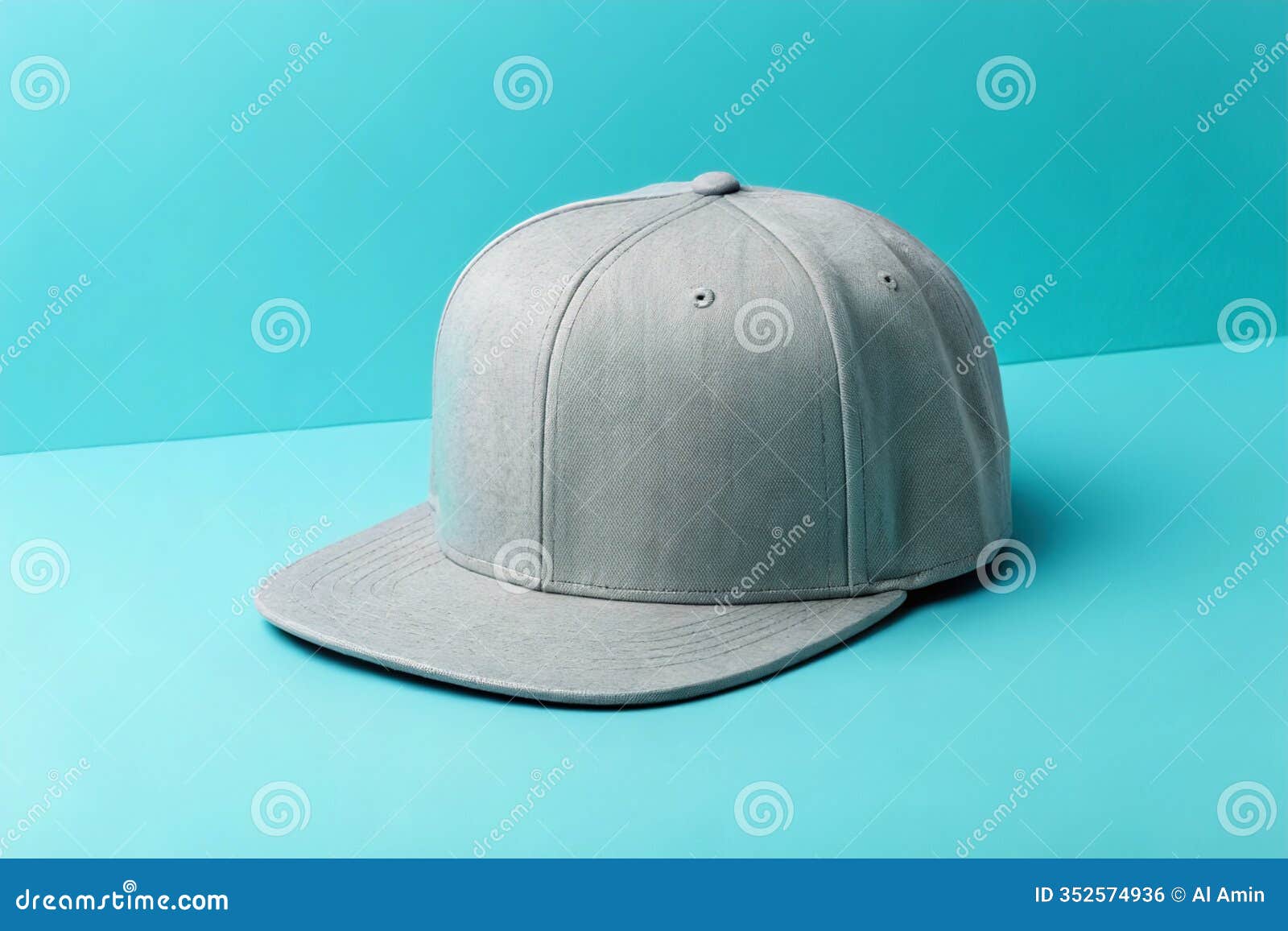 Grey Flat-Brim Cap on Sky Blue Background Stock Illustration ...