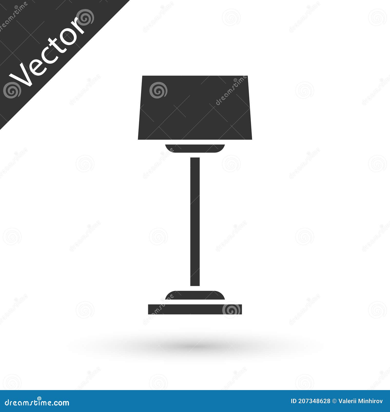 Grey Floor Lamp Icon Isolated on White Background. Vector Stock ...