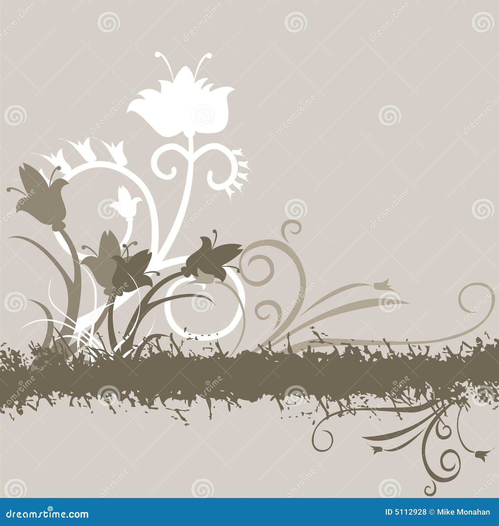 Grey floral background stock vector. Illustration of flowers - 5112928