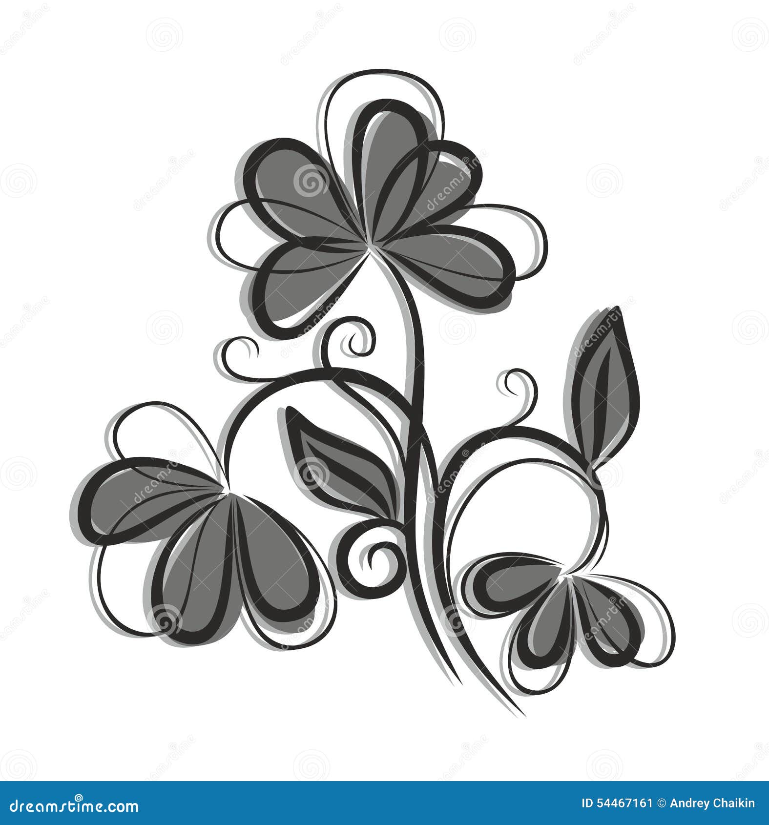 Grey flower. stock vector. Illustration of plant, leaves - 54467161