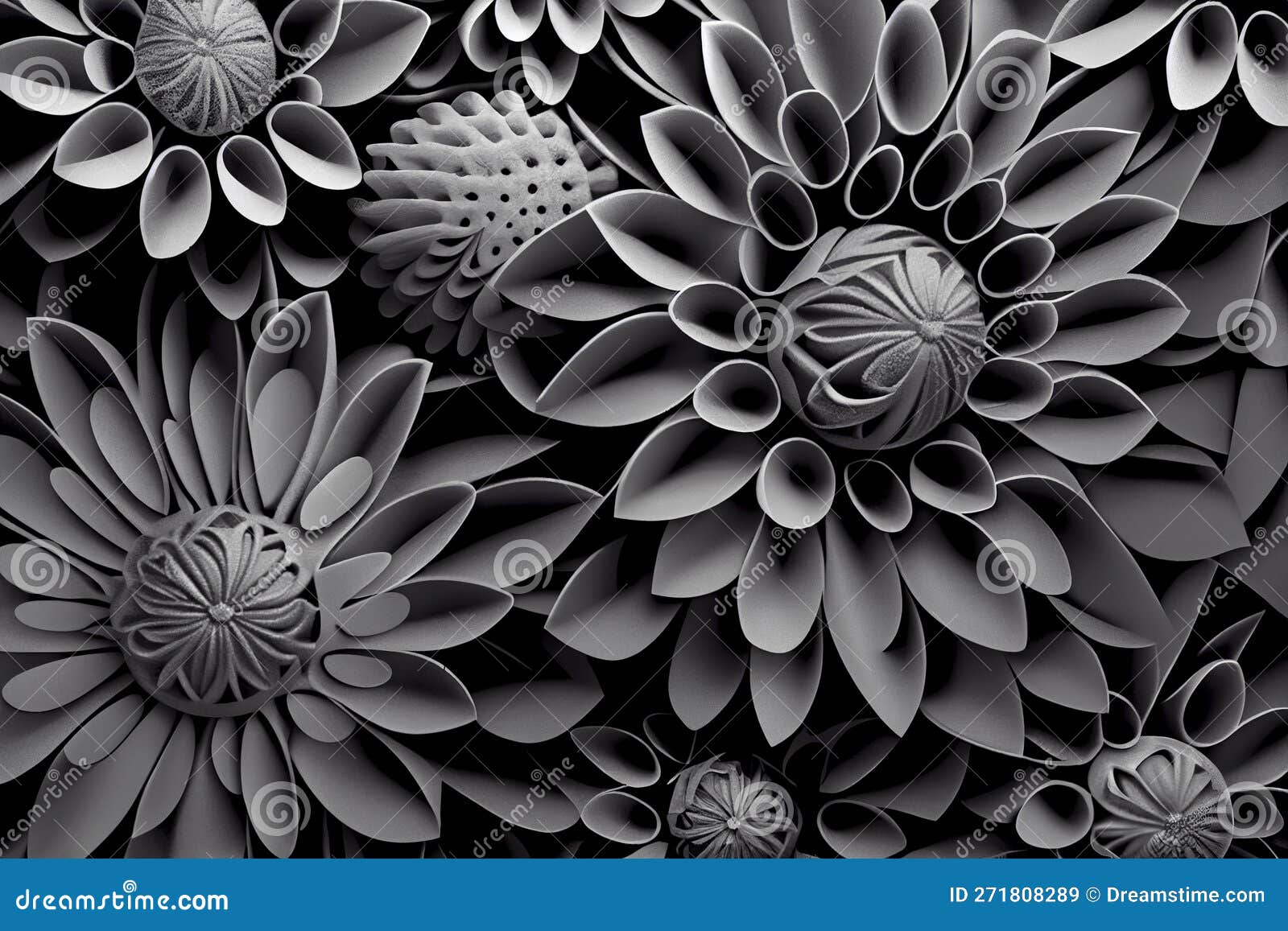 Grey Flowers Pattern, Generative Ai Stock Illustration - Illustration ...