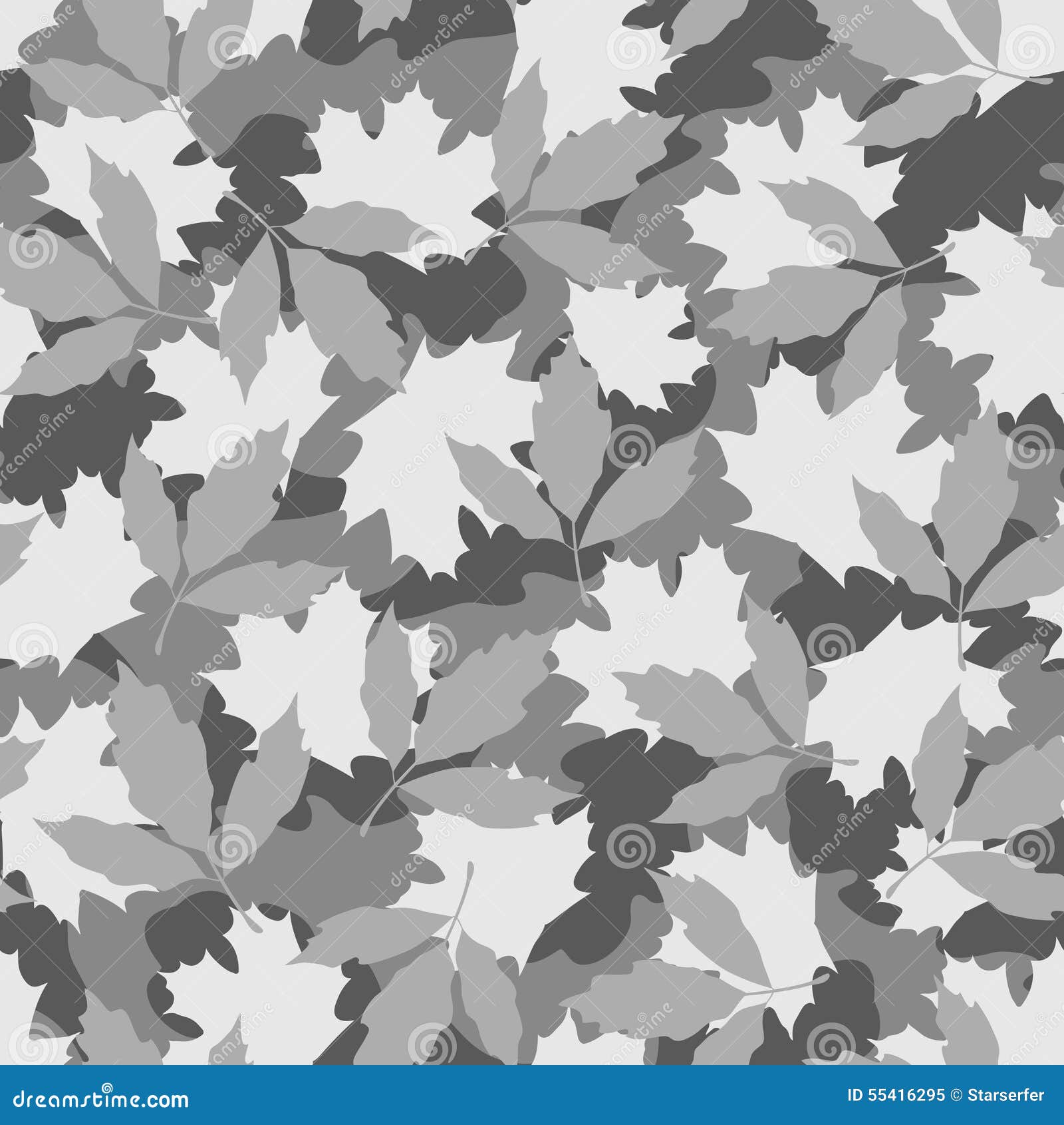 Grey Foliage Camouflage Seamless Pattern Stock Vector - Illustration of ...