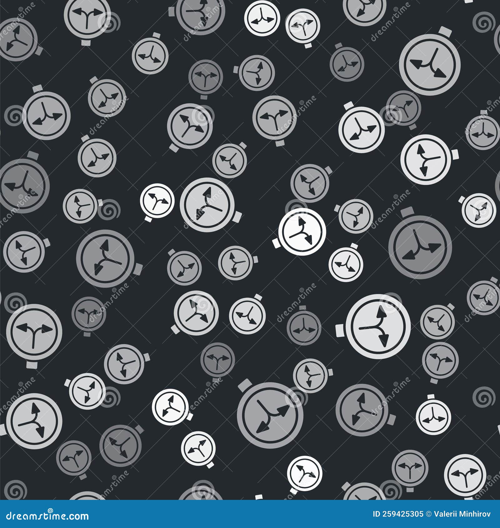 Grey Fork in the Road Icon Isolated Seamless Pattern on Black ...