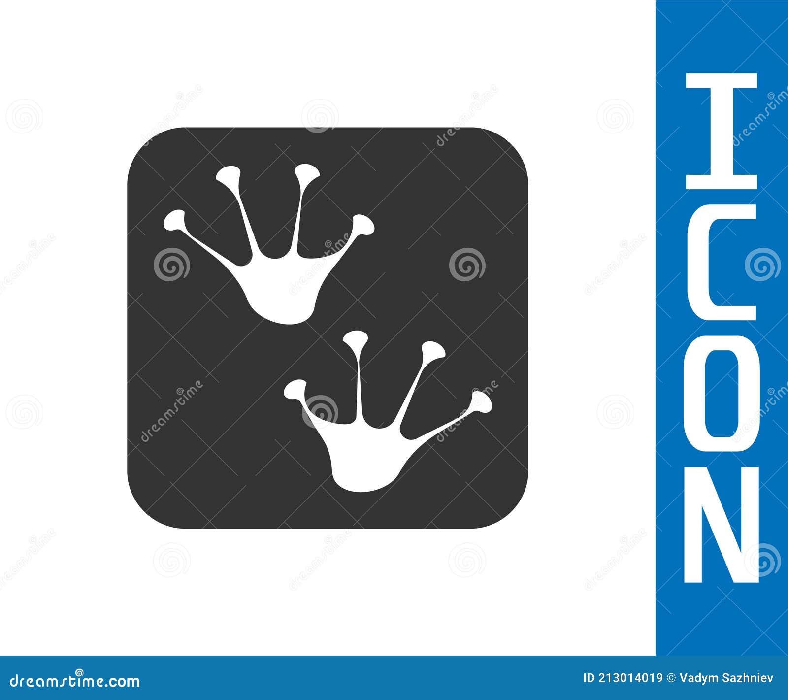 Grey Frog Paw Footprint Icon Isolated on White Background. Vector Stock ...