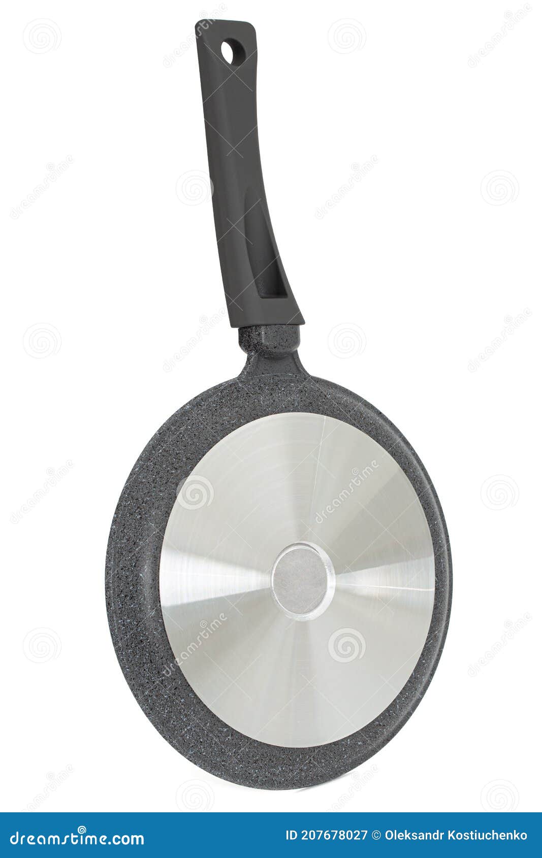 Grey Frying Pan with Non-stick, Rear View, Isolated on White Background ...