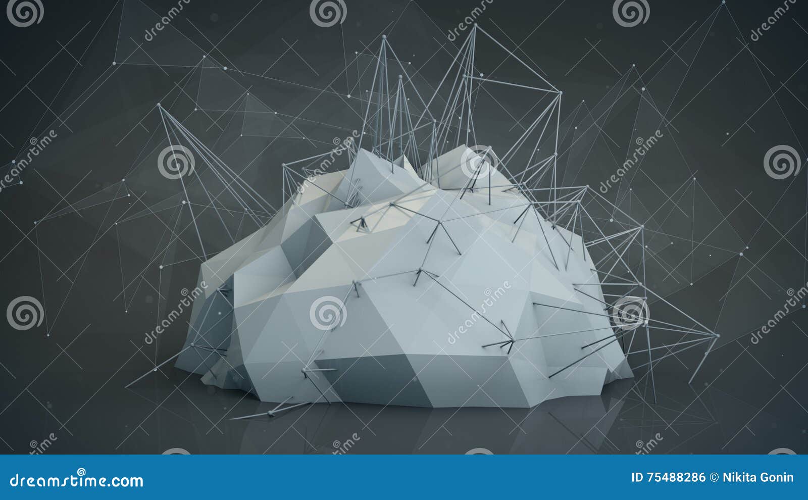 Grey Futuristic Network Shape. Abstract 3d Render Stock Illustration ...