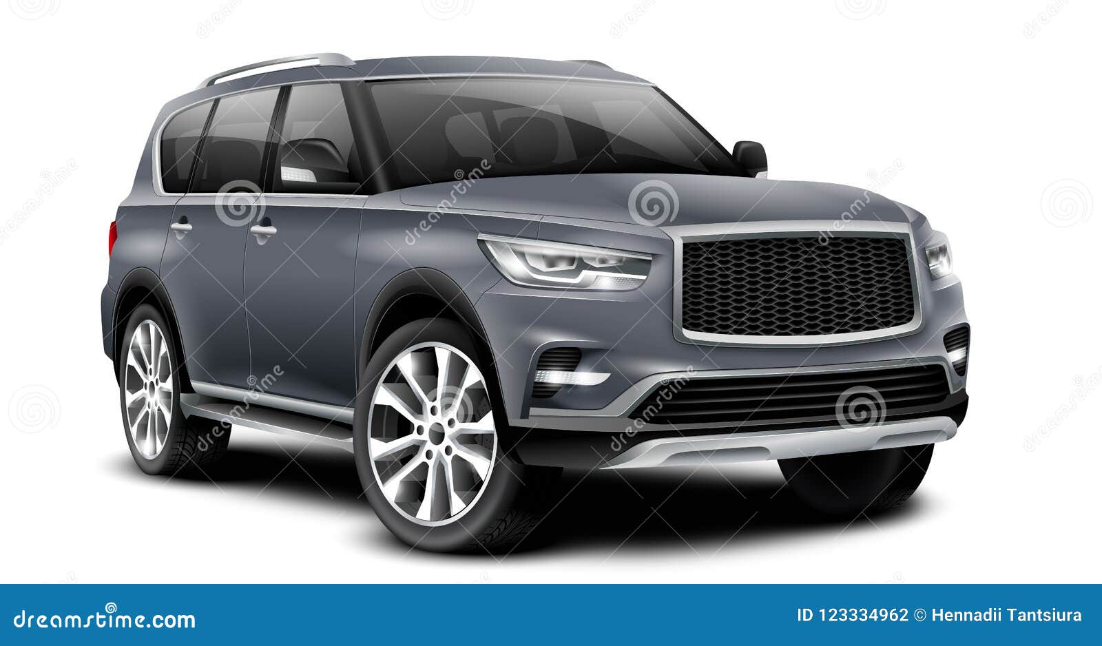 Grey Generic SUV Car with Glossy Surface on White Background with ...