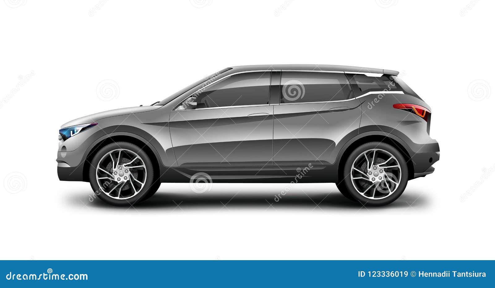 Grey Generic SUV Car on White Background. Side View with Isolated Path ...