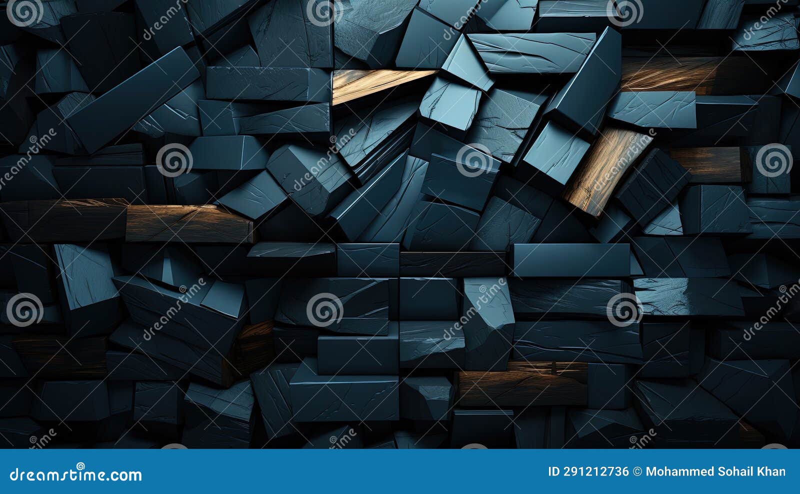 Grey Geometric Shapes Random Rock Stone Cubes or Blocks Wall Zigzag ...