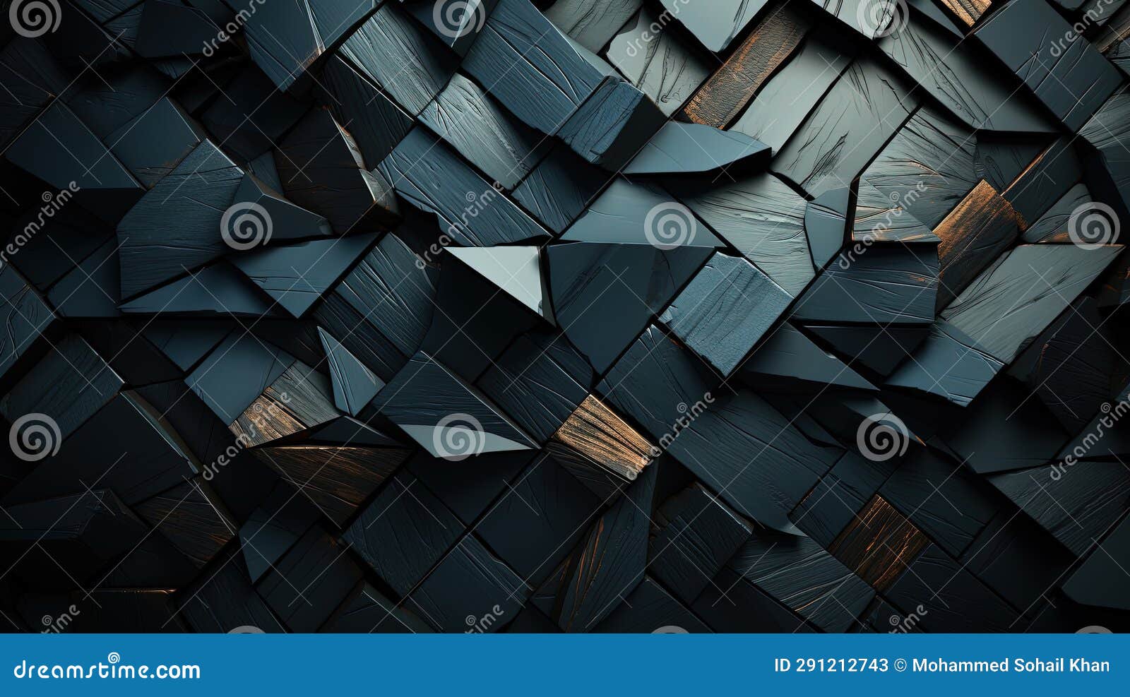 Grey Geometric Shapes Random Rock Stone Cubes or Blocks Wall Zigzag ...