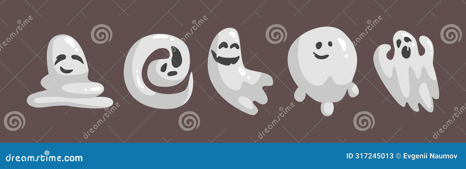 Grey Ghost Character with Scary Face Grimace Vector Set Stock Vector ...