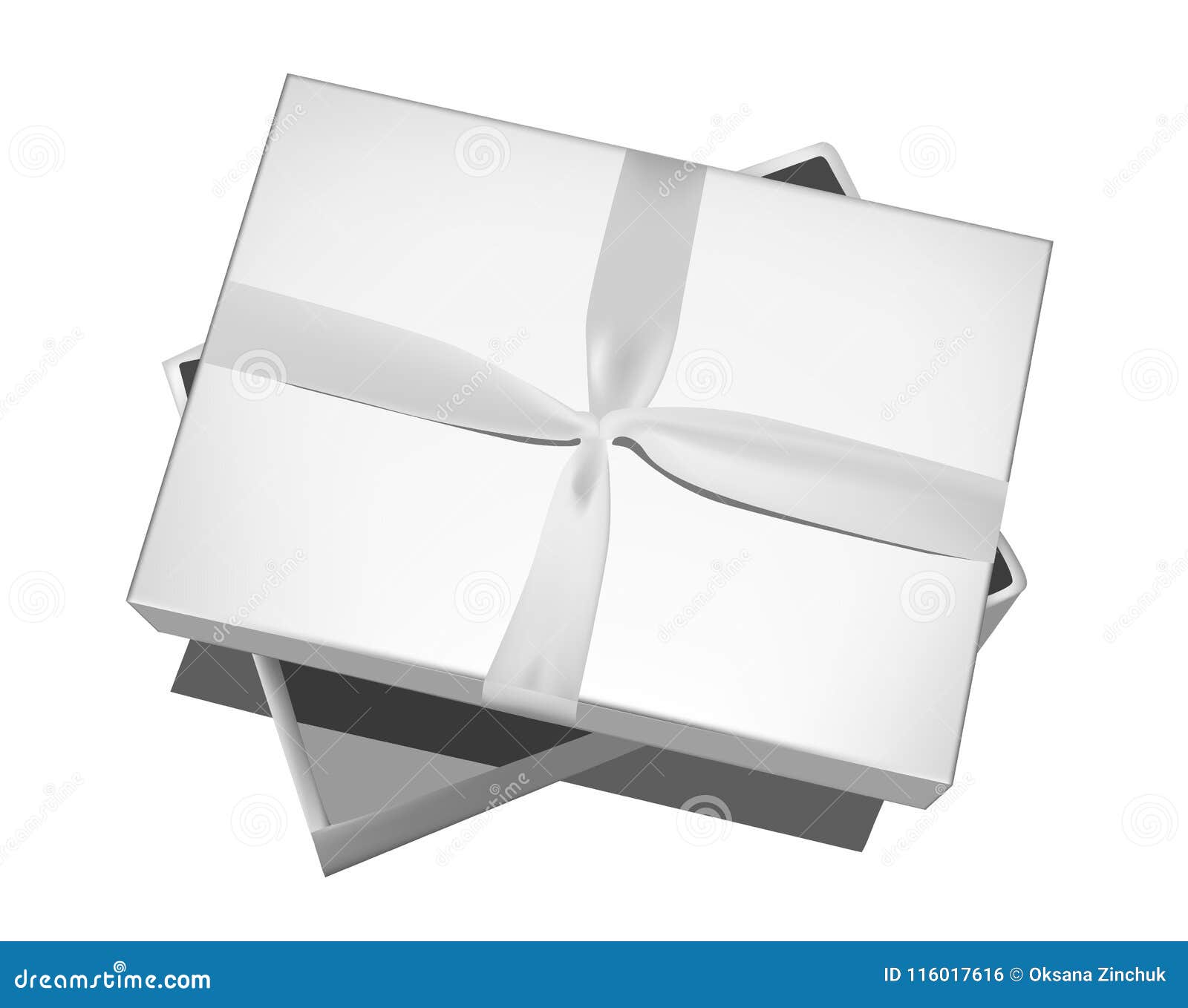Grey Gift Box with Bow Isolated on White. Stock Vector - Illustration ...