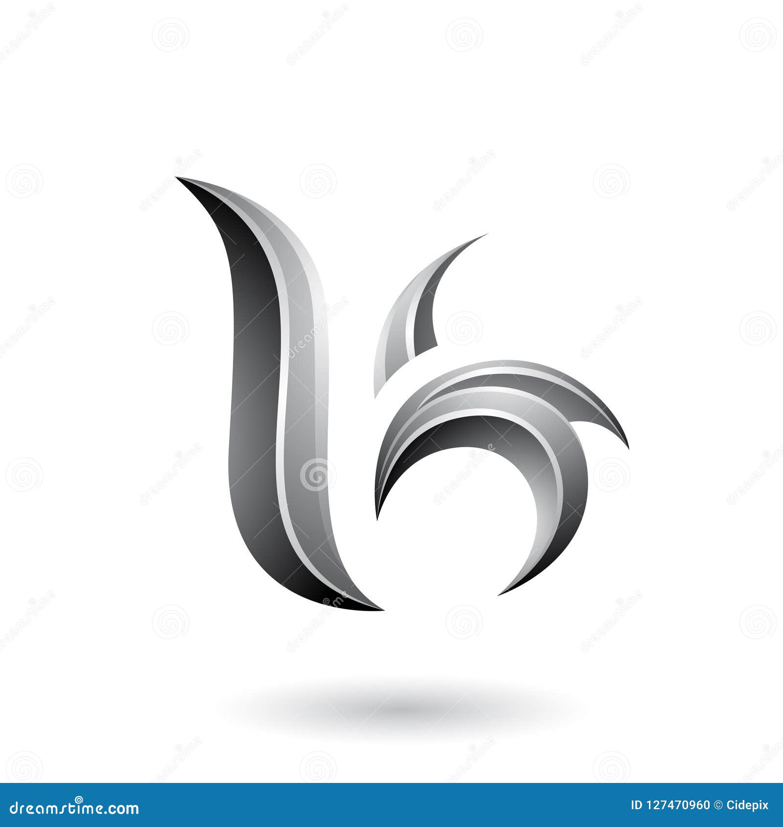 Grey Glossy Leaf Shaped Letter B or K Vector Illustration Stock Vector ...
