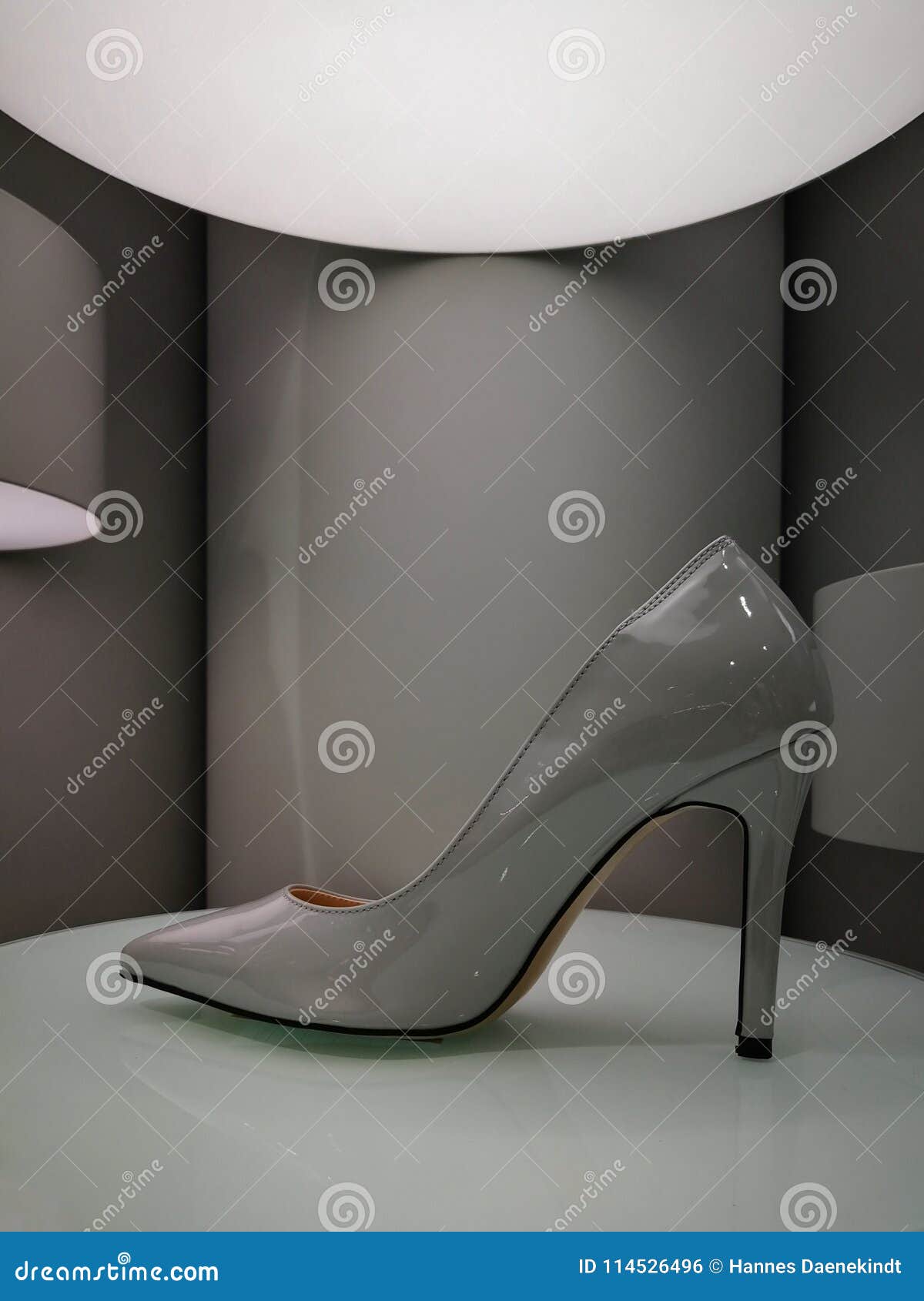 Grey Glossy Stiletto on Display Stock Photo - Image of fashion, design ...