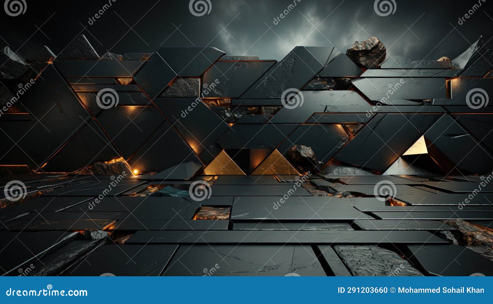 Grey and Gold Geometric Random Rock Stones Wall Background Stock ...