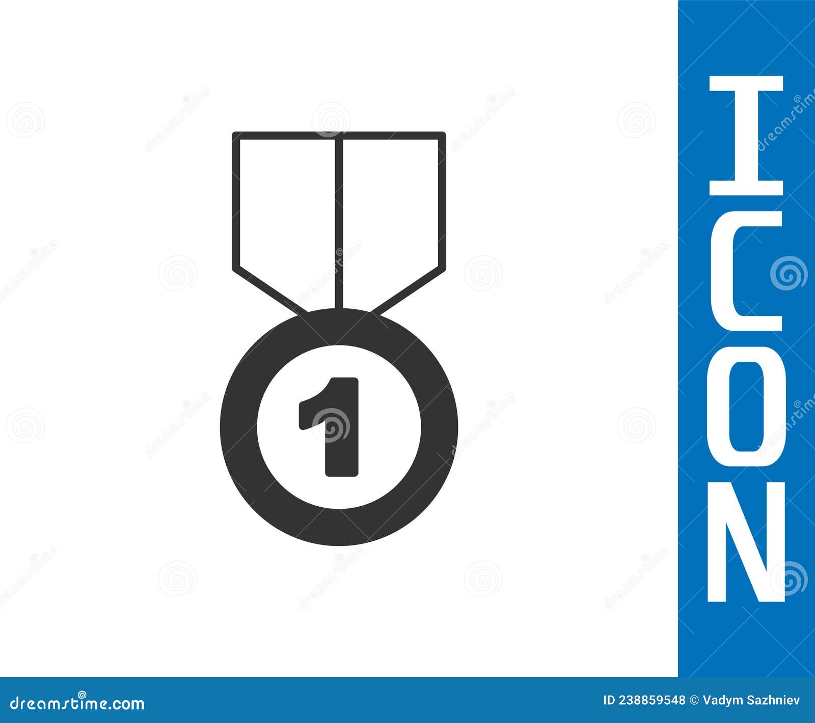 Grey Gold Medal Icon Isolated on White Background. Winner Symbol Stock ...