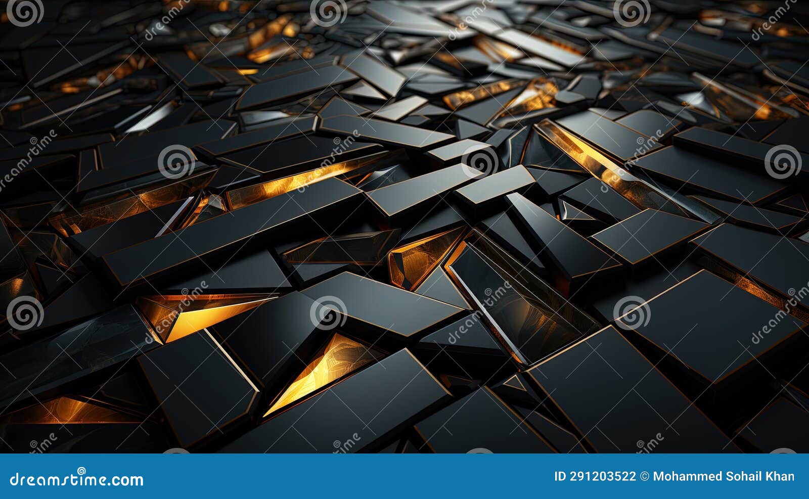 Grey and Gold Random Cubes or Blocks Pattern Architecture Composition ...