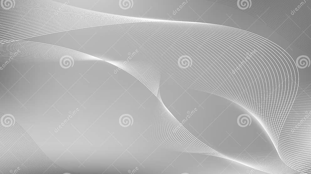 Grey Gradient and Abstract Line Wave Bg. 3d Silver Minimal Wavy Smooth ...
