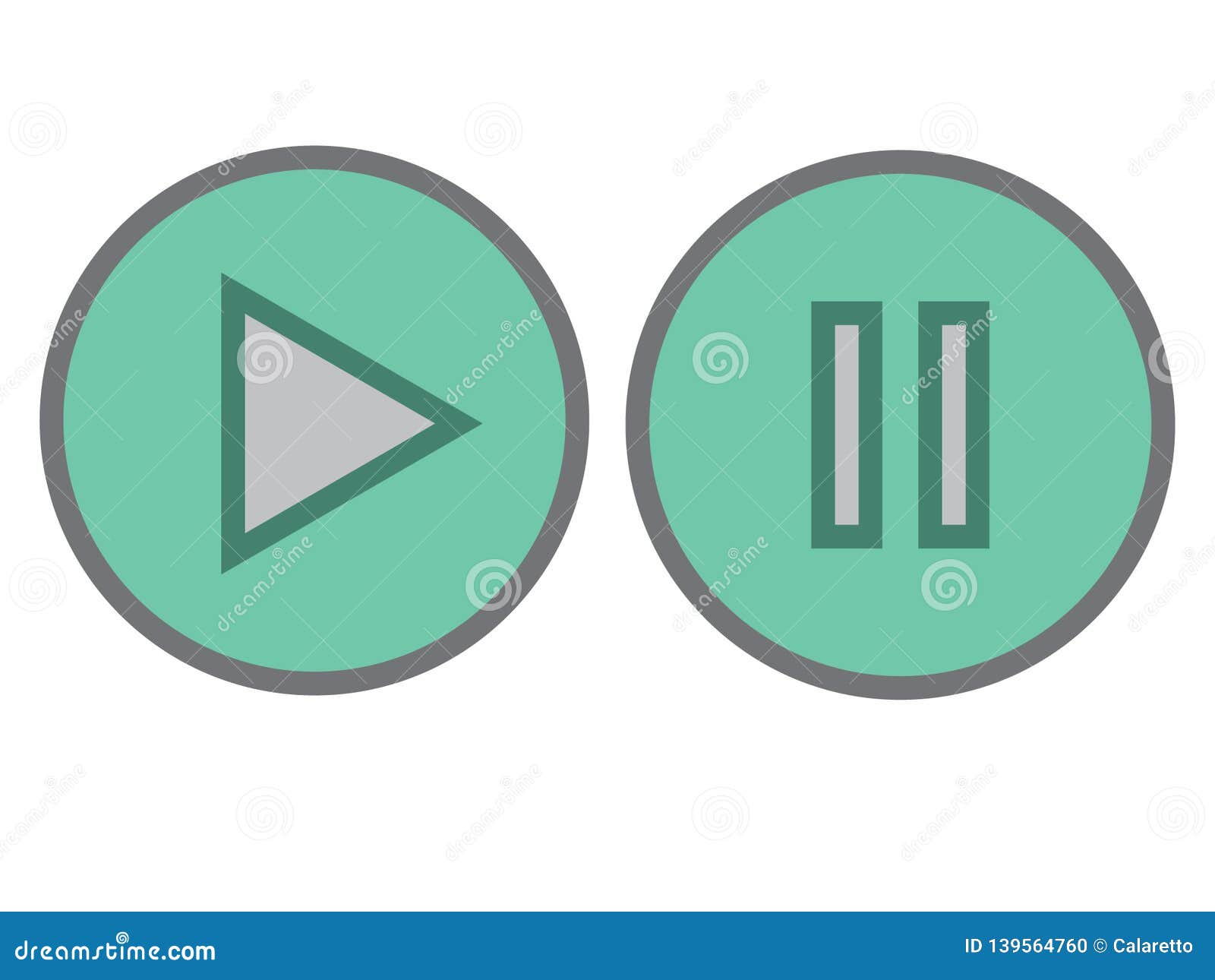 Grey Green Play Pause Button Icon Vector Stock Vector - Illustration of ...