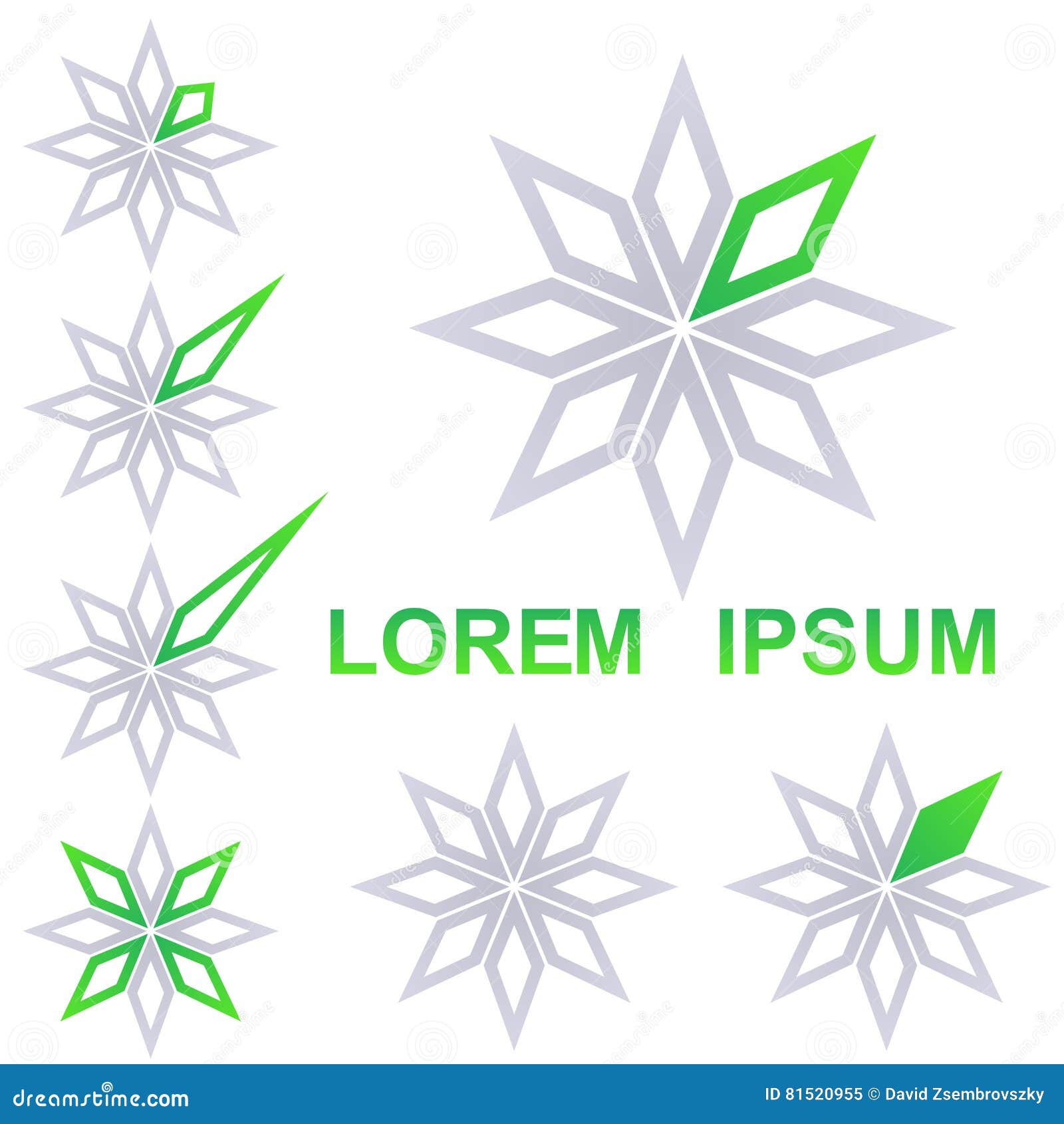 Grey and Green Star Business Icon Design Set Stock Vector ...