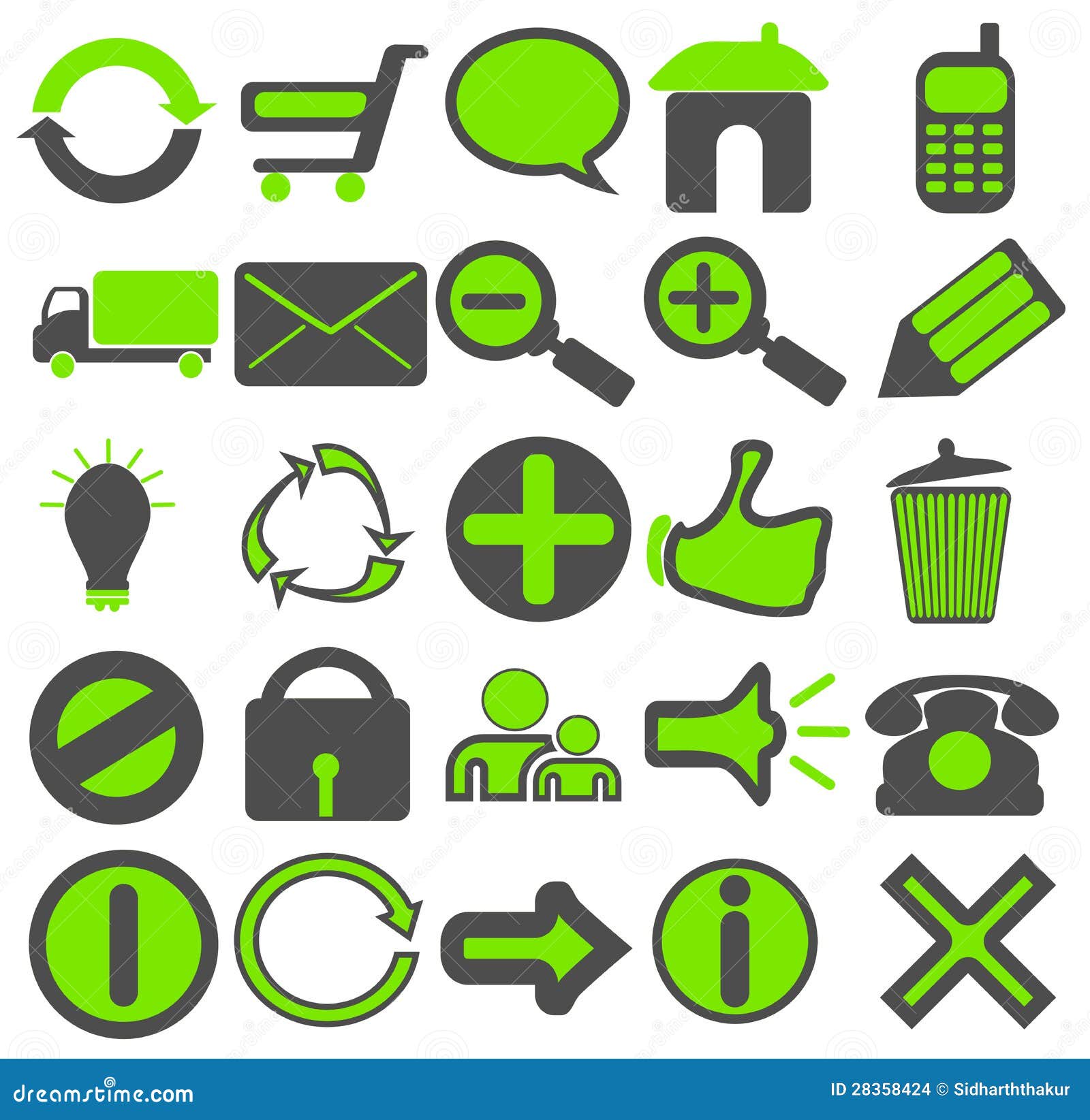 Grey Green Web Icons stock illustration. Illustration of grey - 28358424