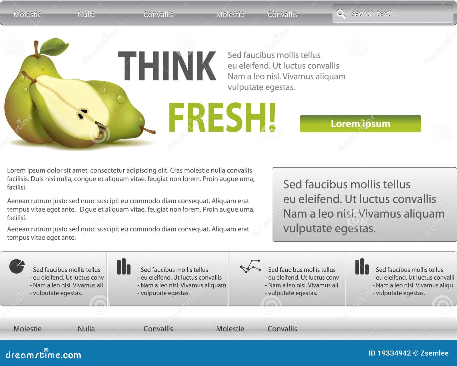 Grey-green Website with Pear Stock Vector - Illustration of online ...